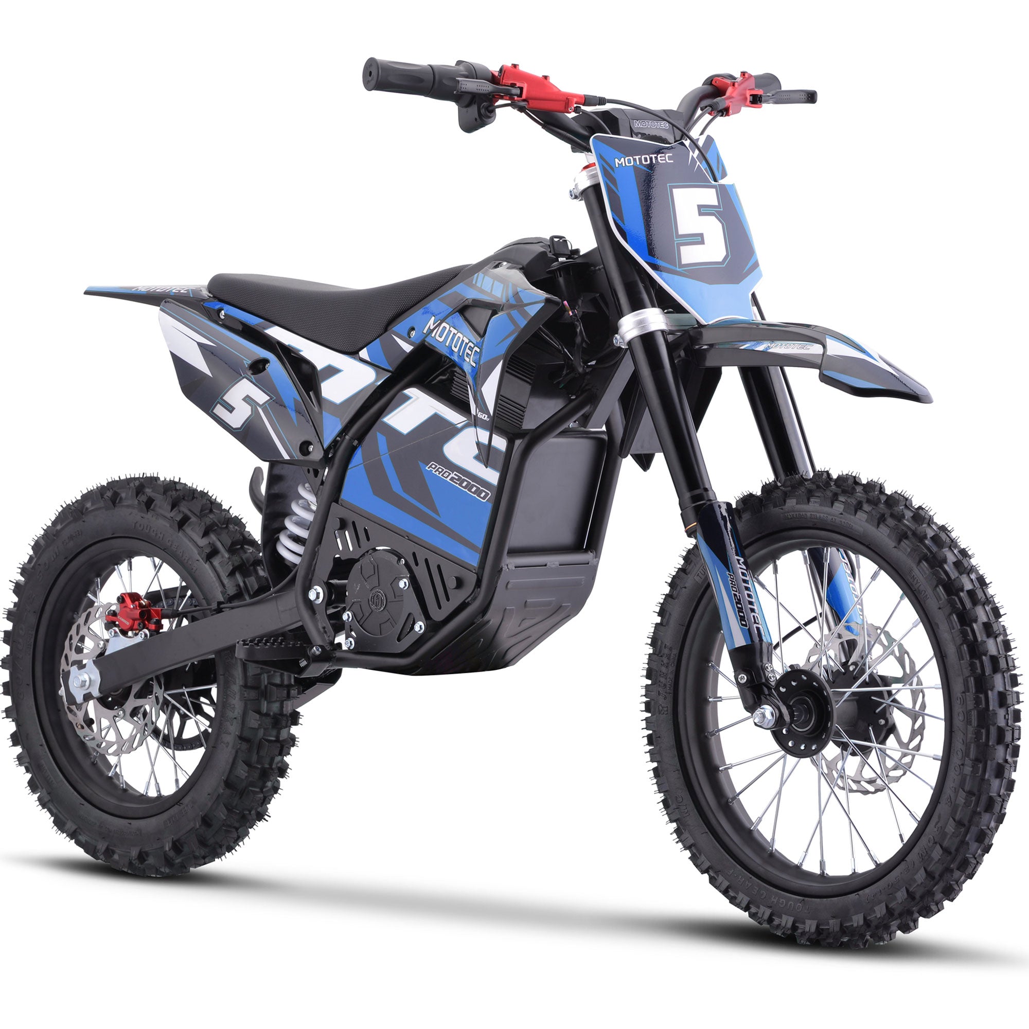 MotoTec 60v Pro Electric Dirt Bike 2000W Lithium Blue - Zoom Electric Bikes