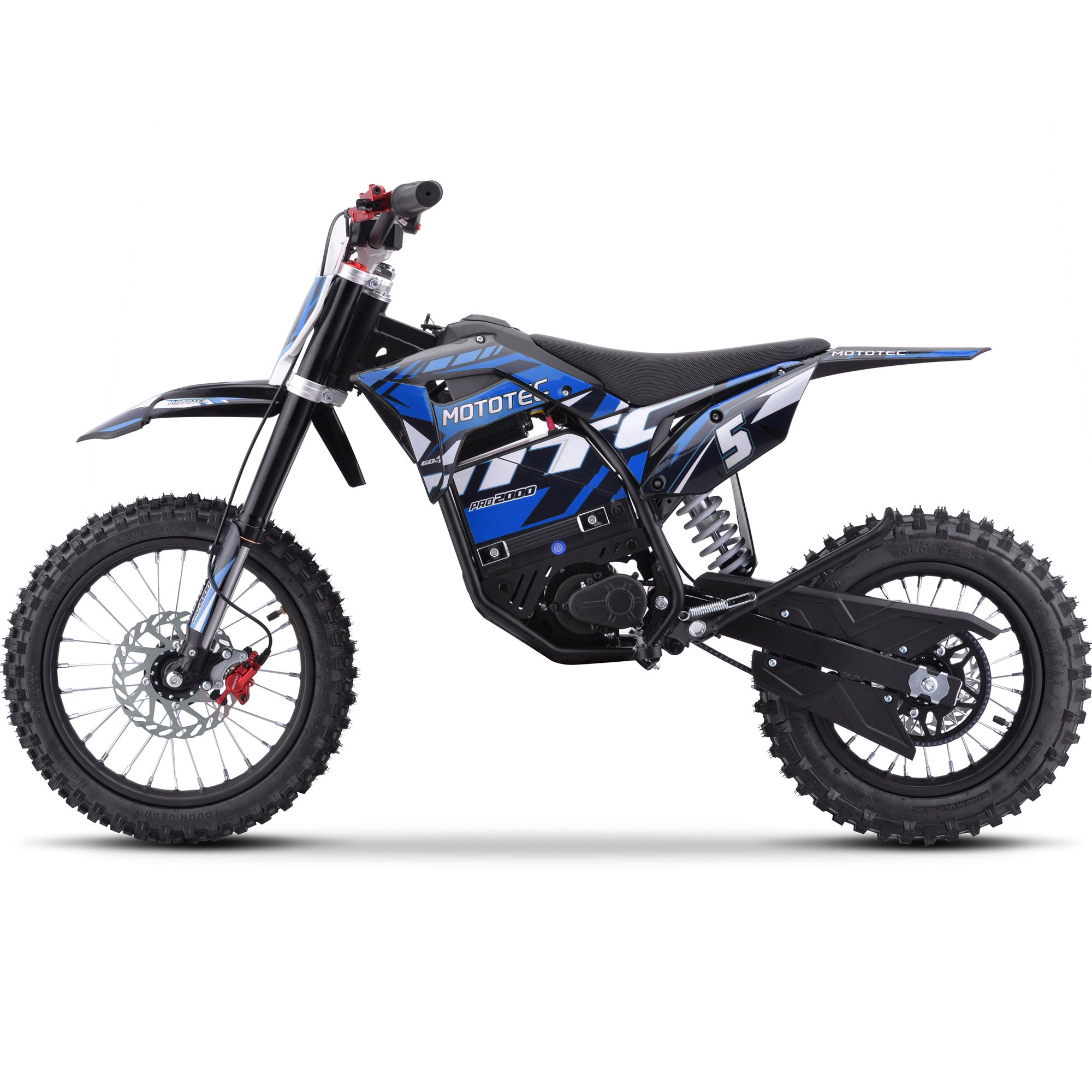 MotoTec 60v Pro Electric Dirt Bike 2000W Lithium Blue - Zoom Electric Bikes