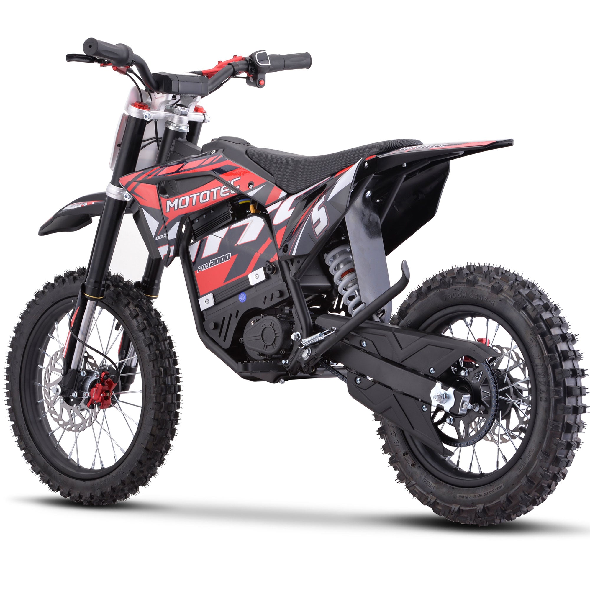 MotoTec 60v Pro Electric Dirt Bike 2000W Lithium Red - Zoom Electric Bikes