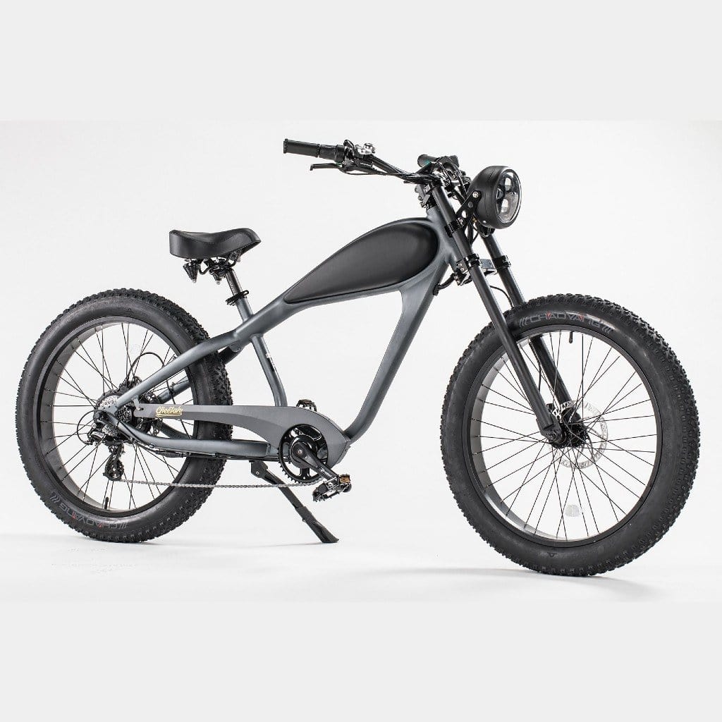 Revi Bikes Cheetah Café Racer 750W 48V Fat Tire Cruiser Electric Bike ...