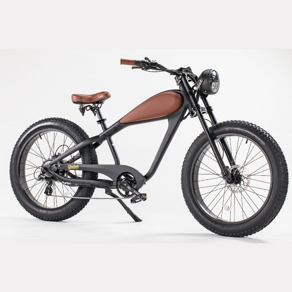 Revi Bikes Cheetah Café Racer 750W 48V Fat Tire Cruiser Electric Bike ...